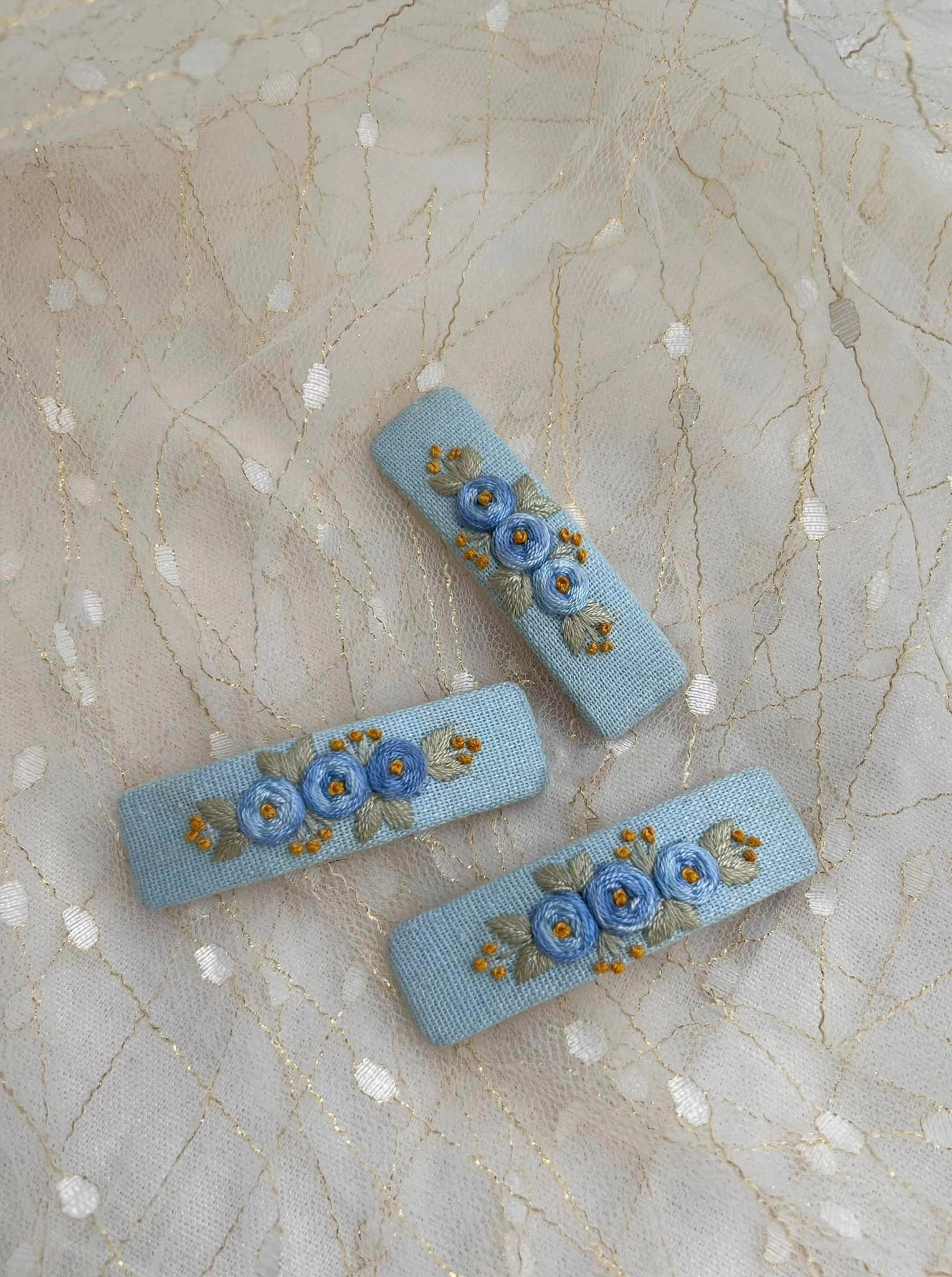 Handmade Embroidered Hair Clip, Flower Embroidered Hair Clip, Cute ...