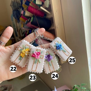 Custom Hand Embroidered Keychain, Flower Embroidered Keychain ...