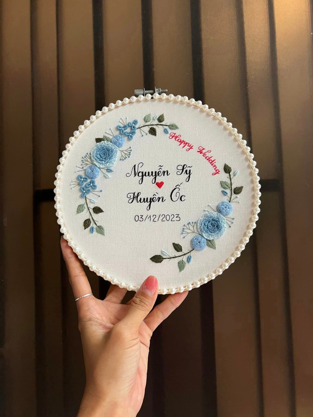 Personalized Anniversary or Wedding Embroidery, Custom Wedding ...