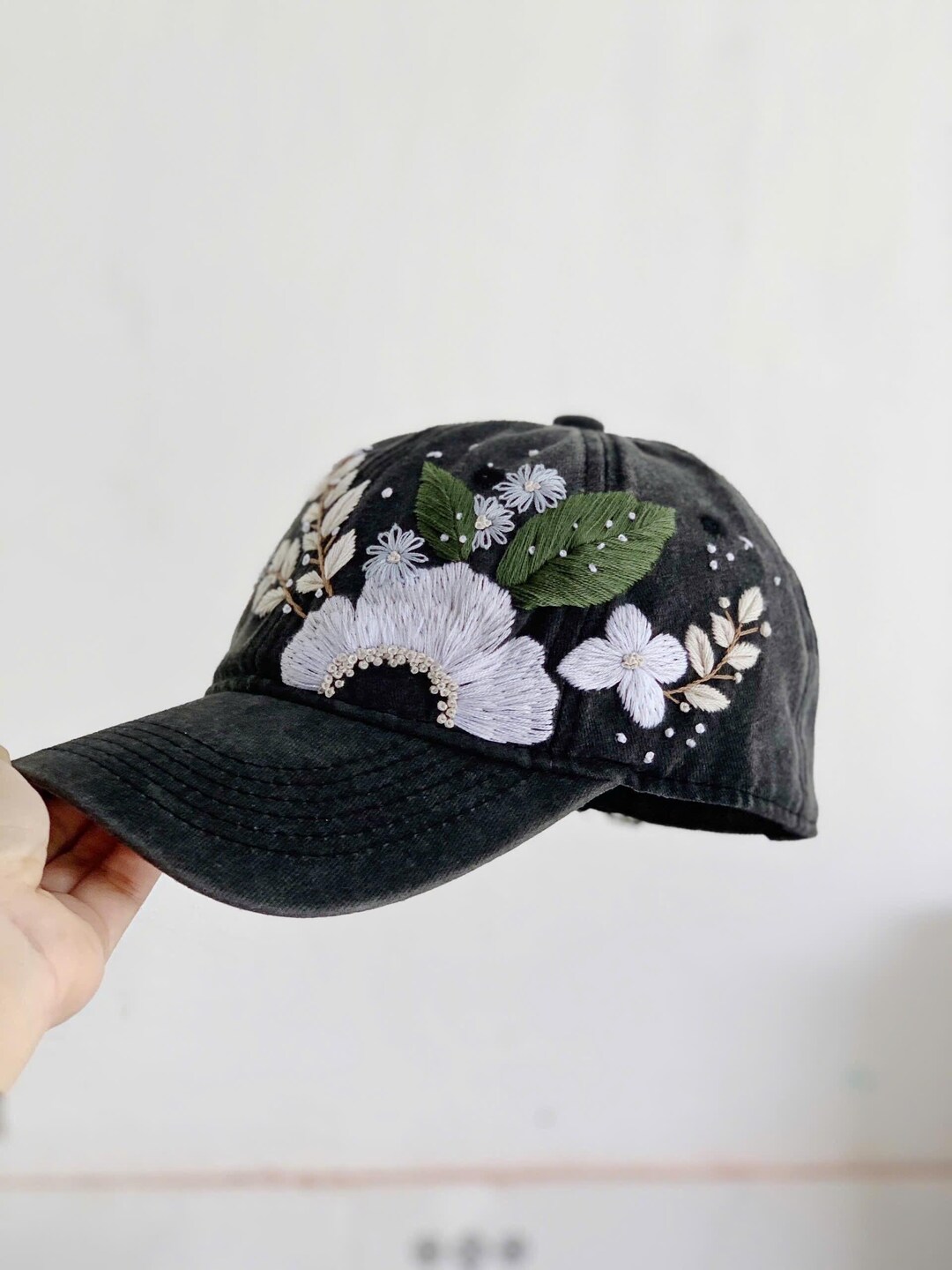 Hand Embroidered Floral Hat, Personalized Baseball Cap, Custom Hand ...