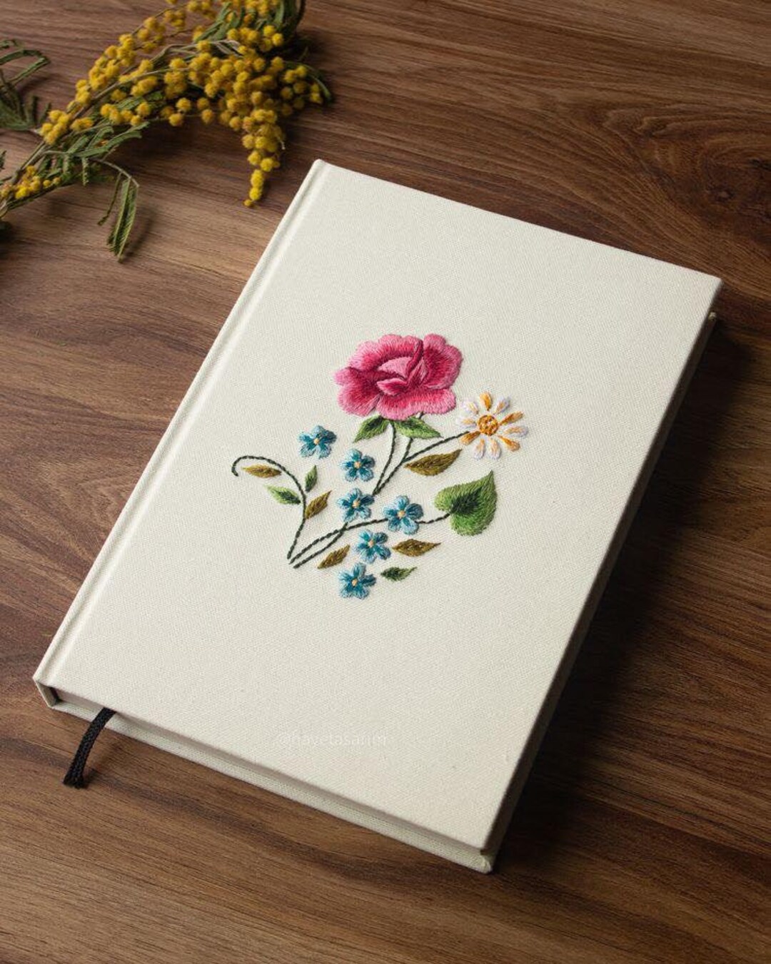 Personalized Embroidered Notebook A5, Floral Hand Embroidered Notebook ...
