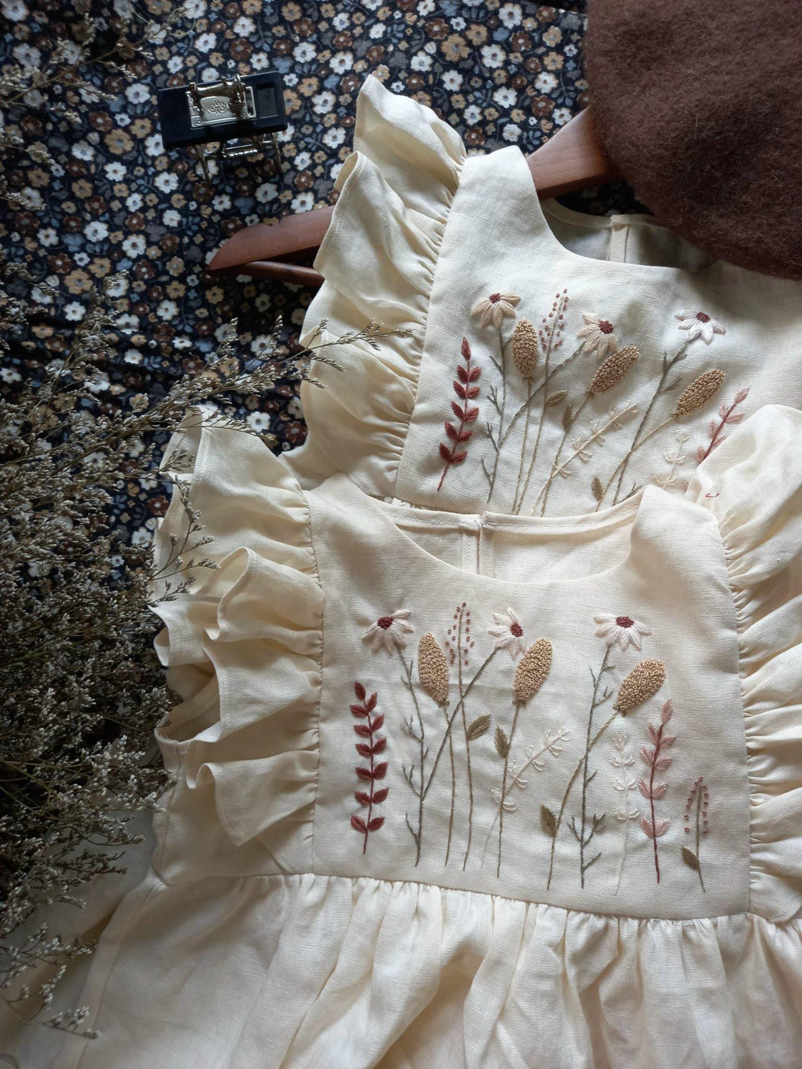 Hand Embroidered Linen Dress, Smocked Girls Dress - Etsy