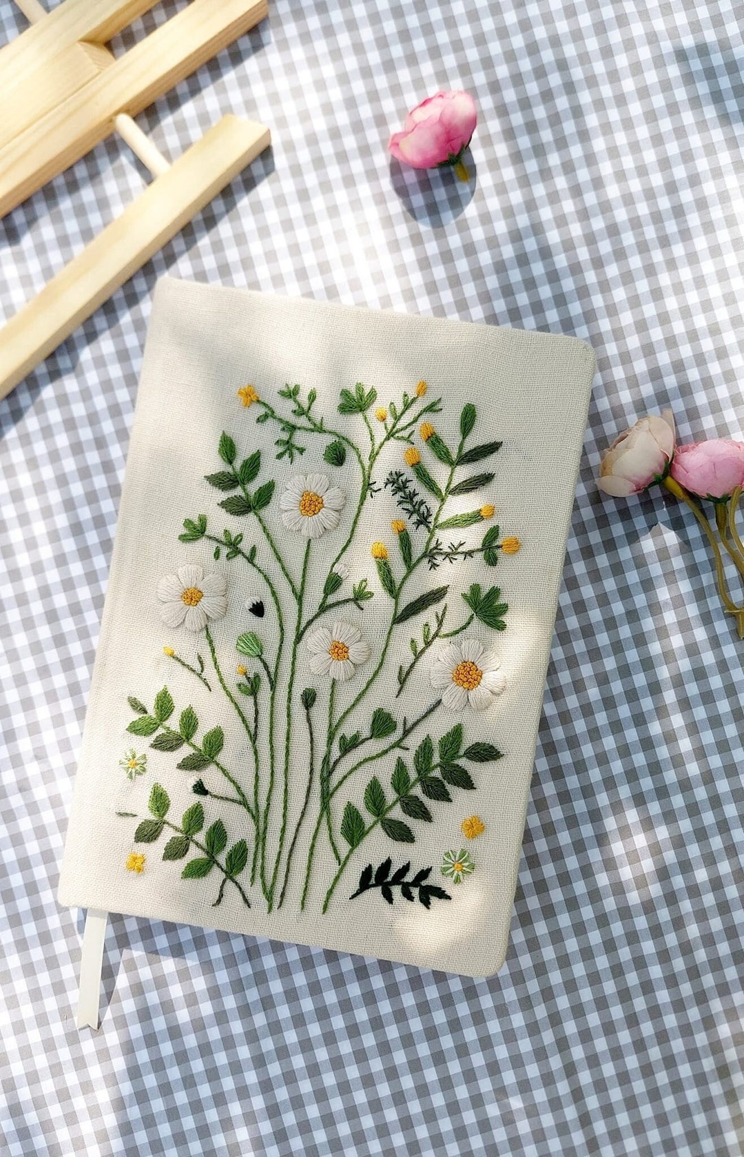 Personalized A5 Embroidered Fabric Notebook, Floral Hardcover Diary - Etsy