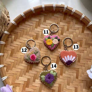 Custom Hand Embroidered Keychain, Flower Embroidered Keychain ...