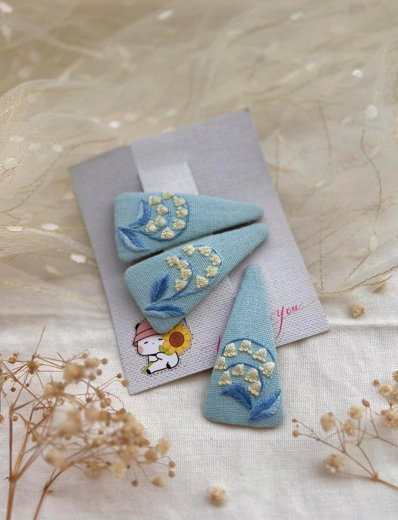 Handmade Embroidered Hair Clip, Flower Embroidered Hair Clip, Cute ...