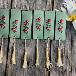 Custom Hand Embroidered Bookmark, Embroidered Flower Bookmark, Book ...