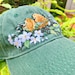 Embroidered Floral and Bird Hat, Personalized Baseball Cap, Custom Hand ...