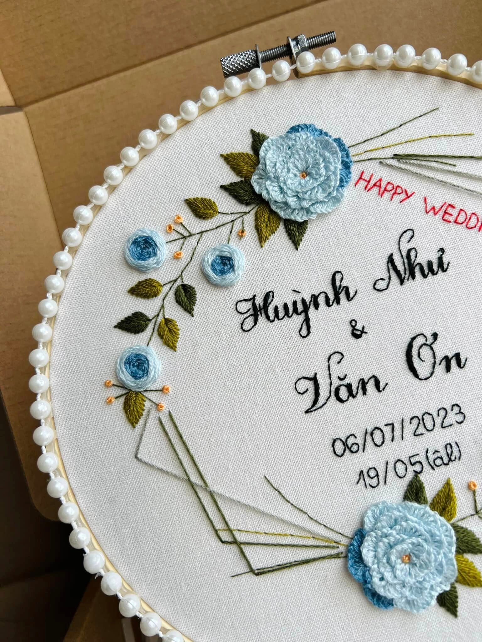 Personalized Wedding or Anniversary Embroidery, Custom Wedding ...
