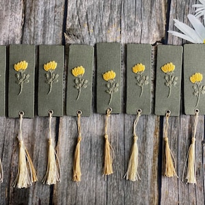 Custom Hand Embroidered Bookmark, Embroidered Flower Bookmark, Book ...