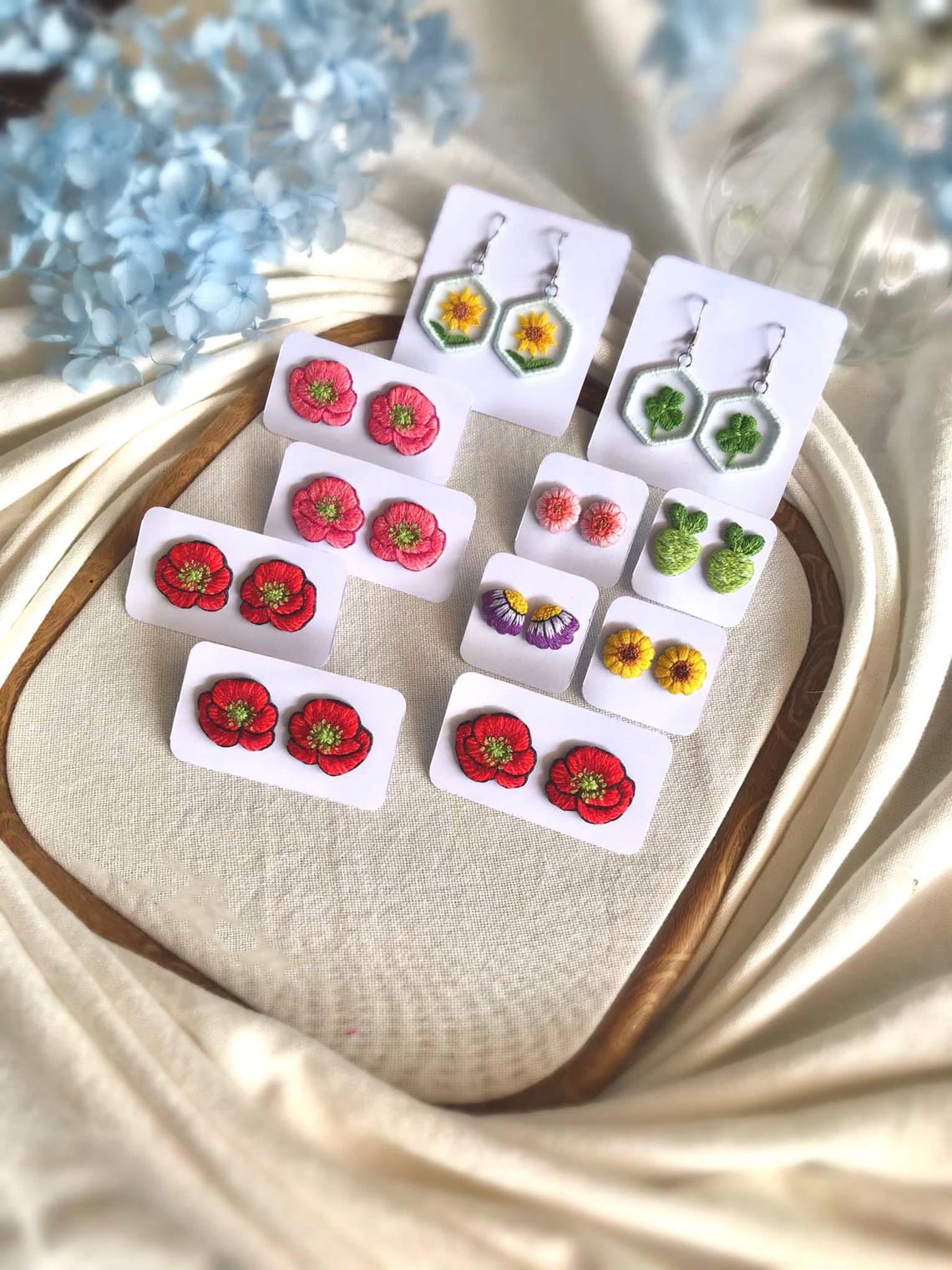 Hand Embroidered Earrings, Handmade Earrings, Custom Embroidered ...