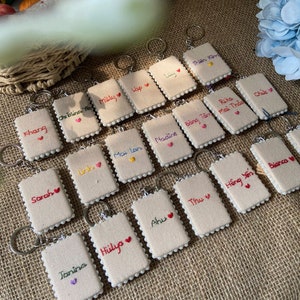 Custom Hand Embroidered Keychain, Flower Embroidered Keychain ...