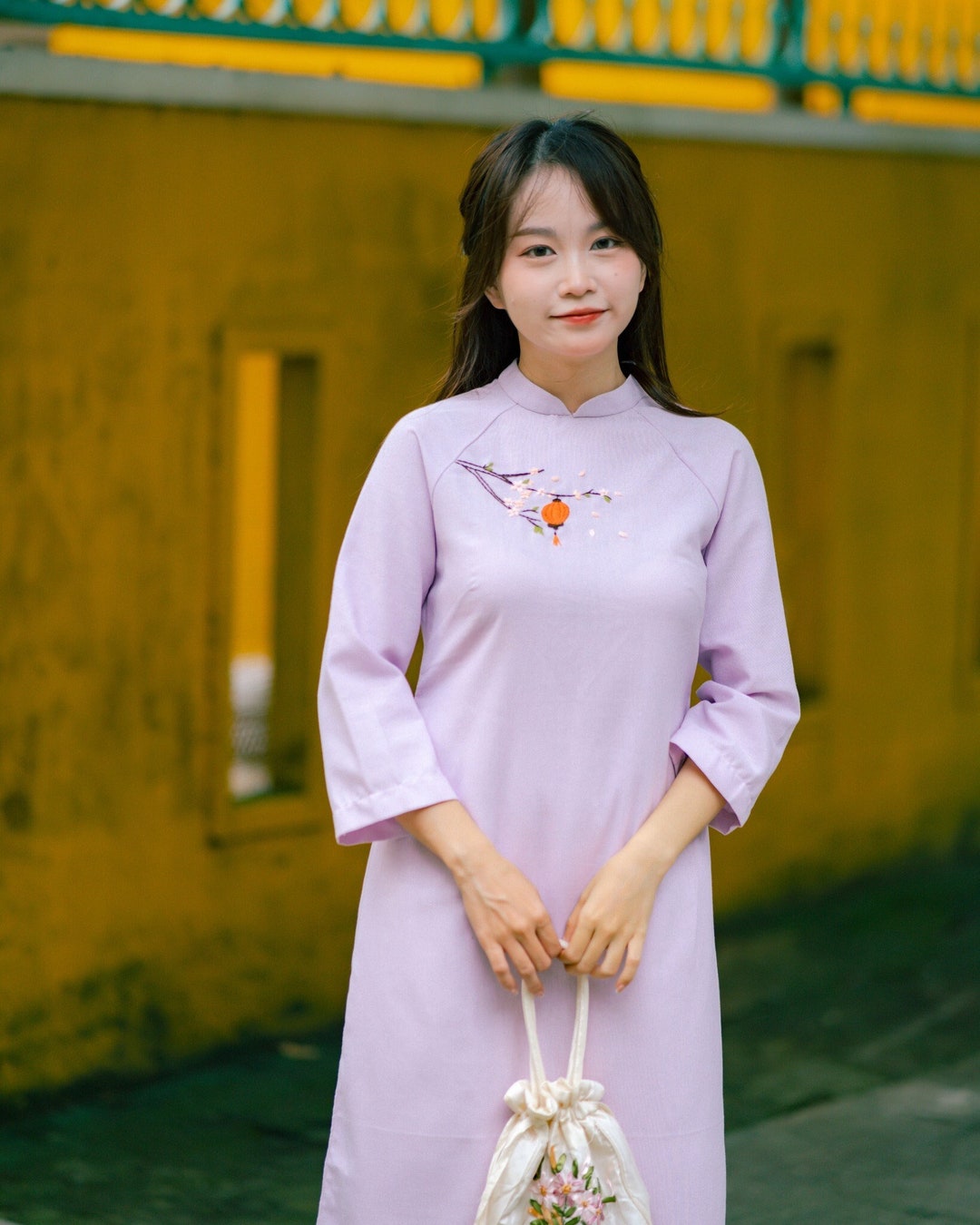 Handmade Embroidery Ao Dai, Ao Dai Linen, Ao Dai Plus Size, Embroidered ...