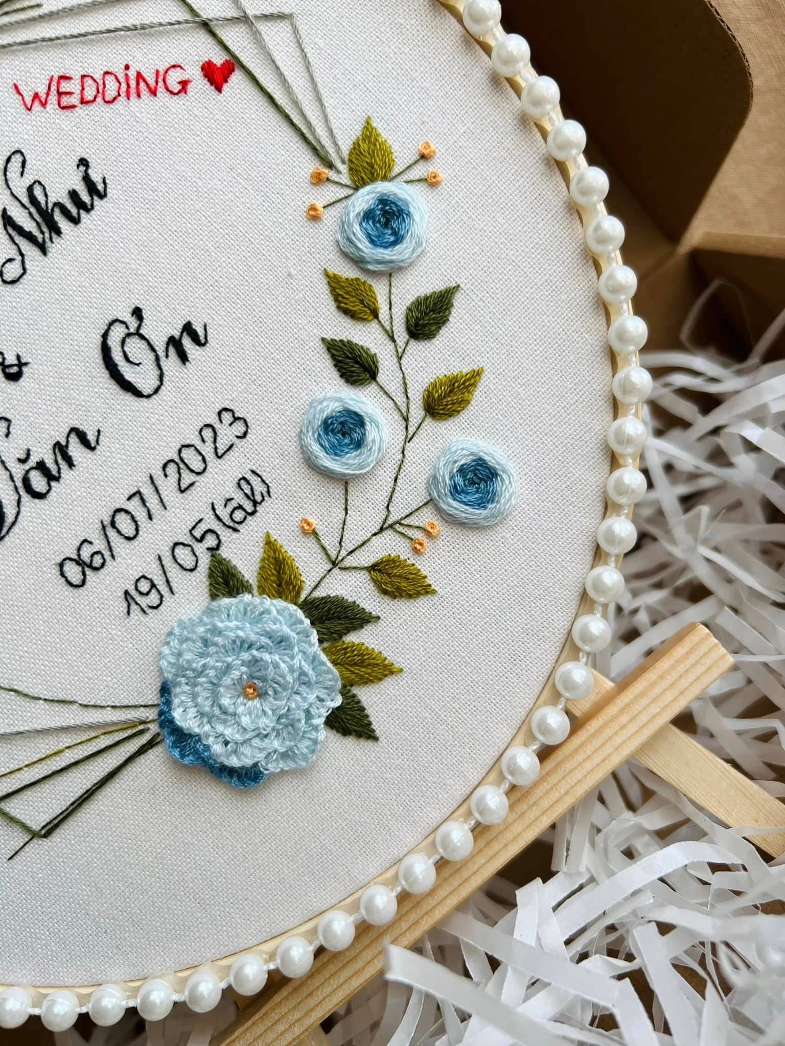 Personalized Wedding or Anniversary Embroidery, Custom Wedding ...