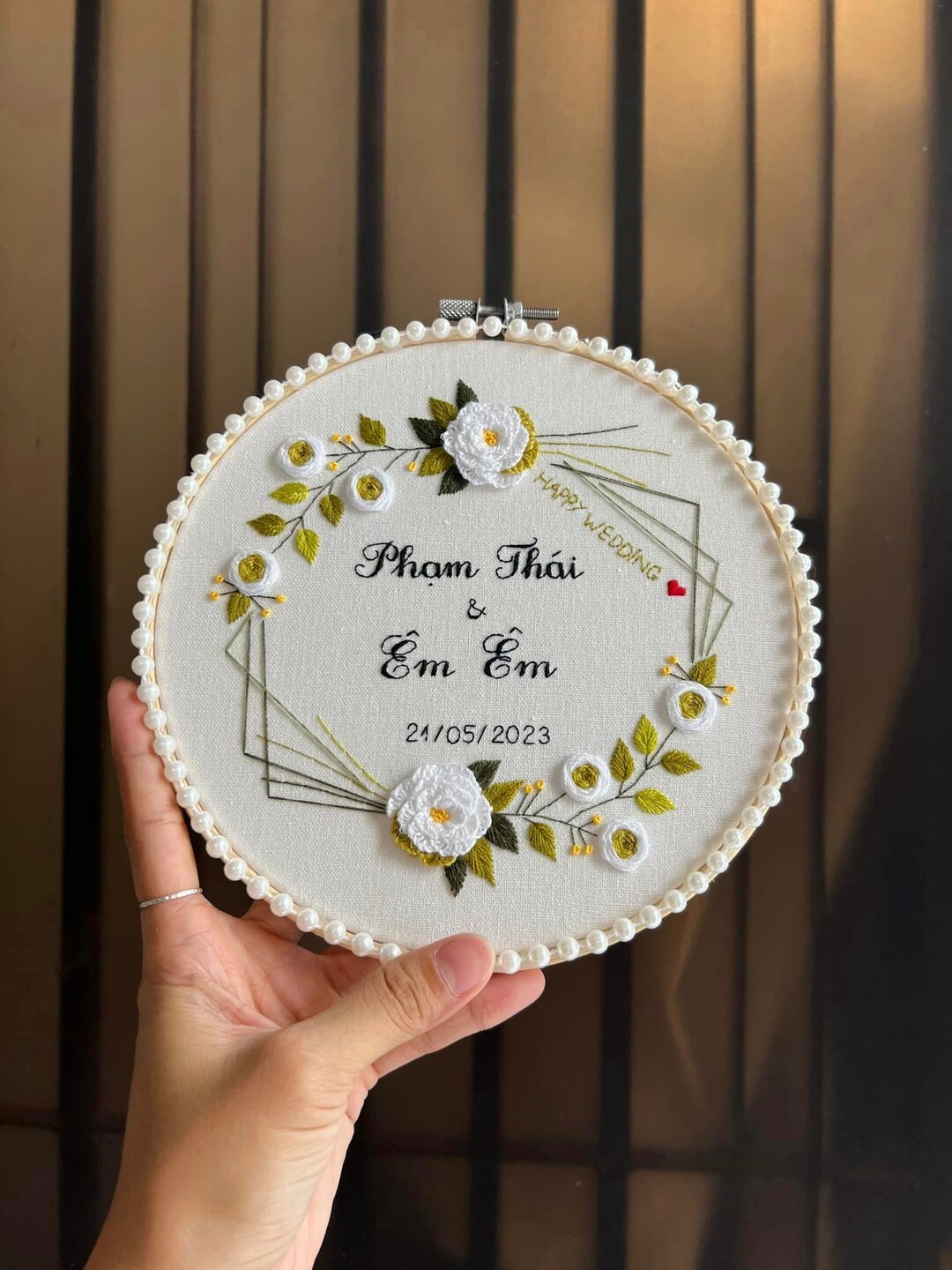 Personalized Wedding or Anniversary Embroidery, Custom Wedding ...