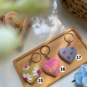 Custom Hand Embroidered Keychain, Flower Embroidered Keychain ...