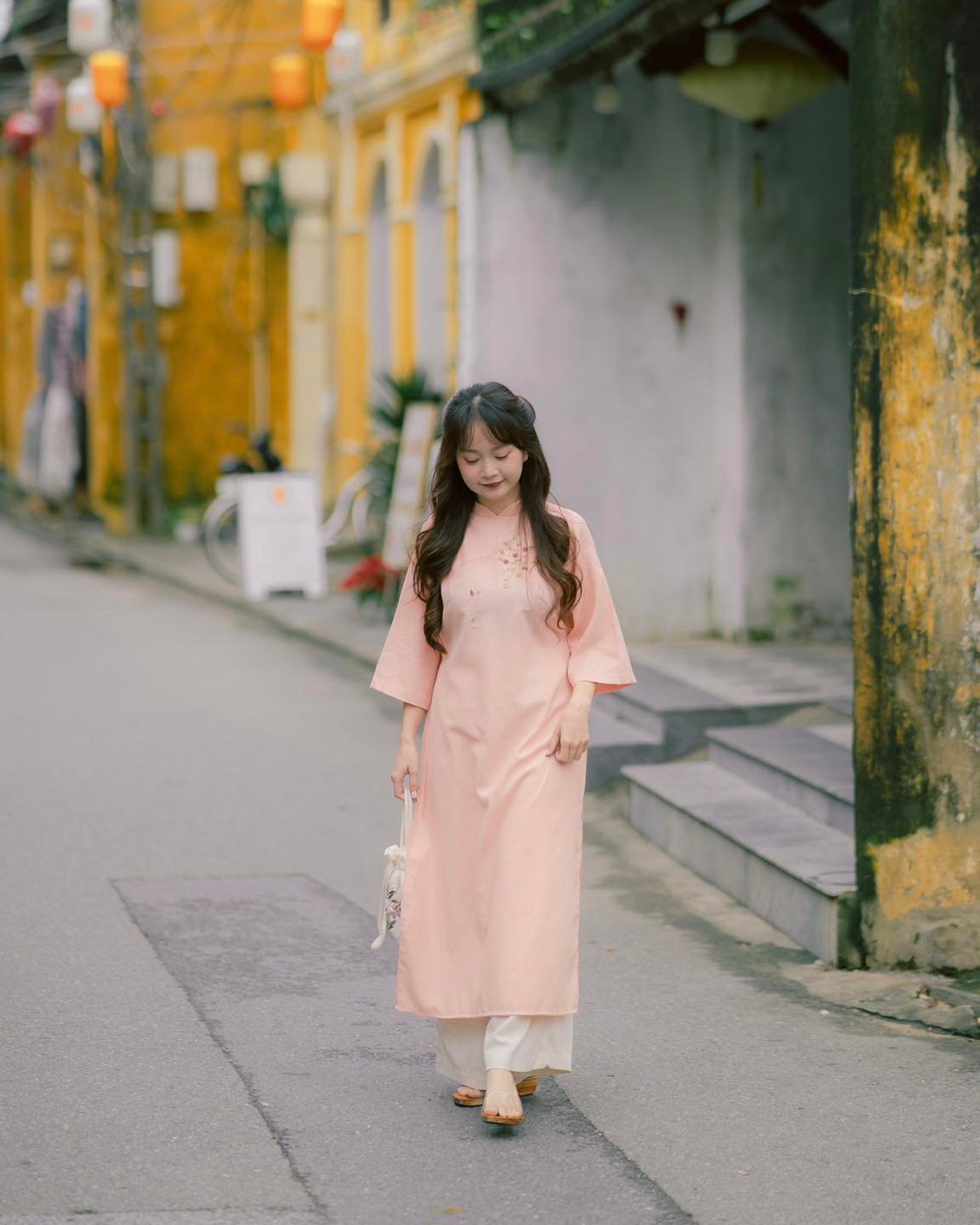 Handmade Embroidery Ao Dai, Ao Dai Linen, Ao Dai Plus Size, Embroidered ...