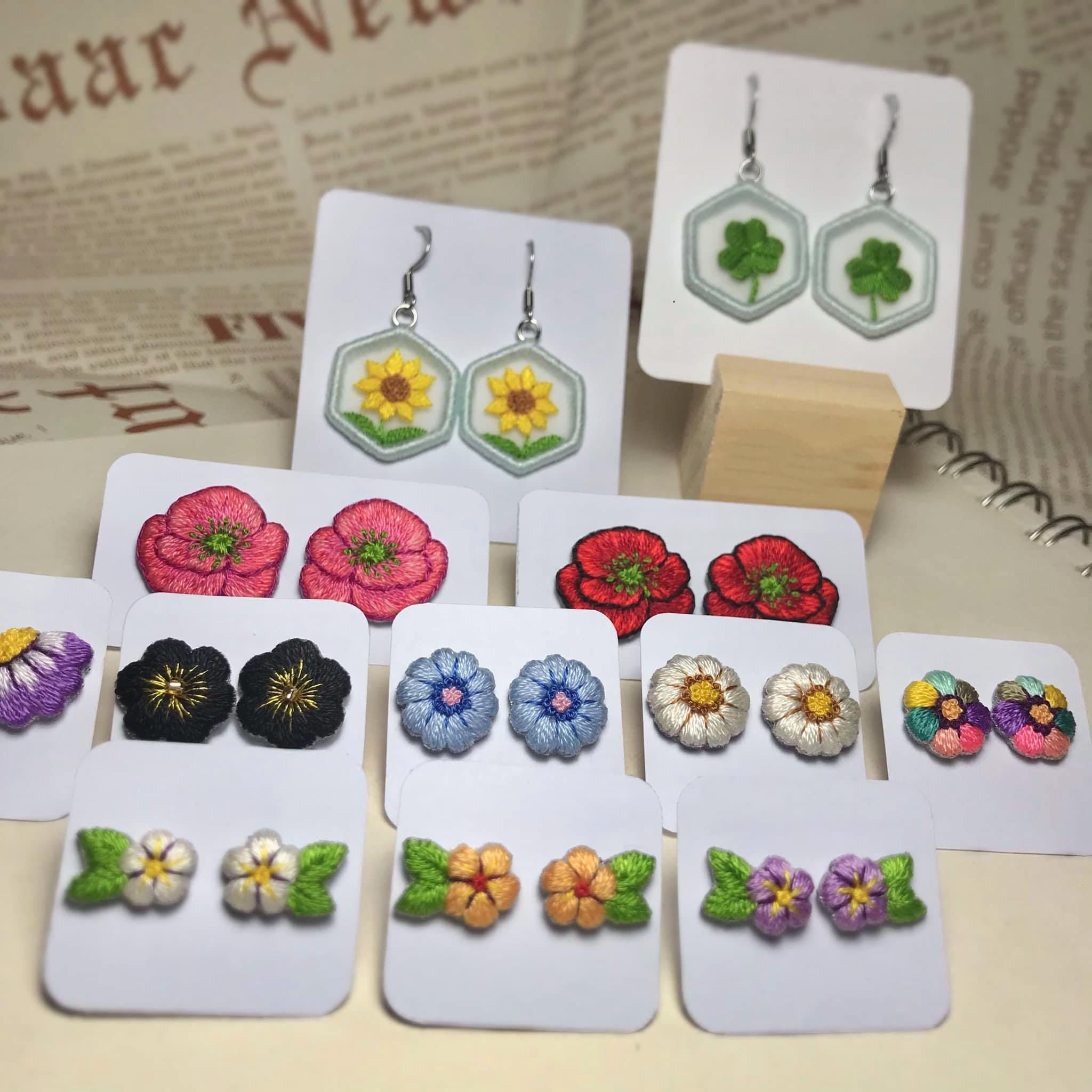 Hand Embroidered Earrings, Handmade Earrings, Custom Embroidered ...