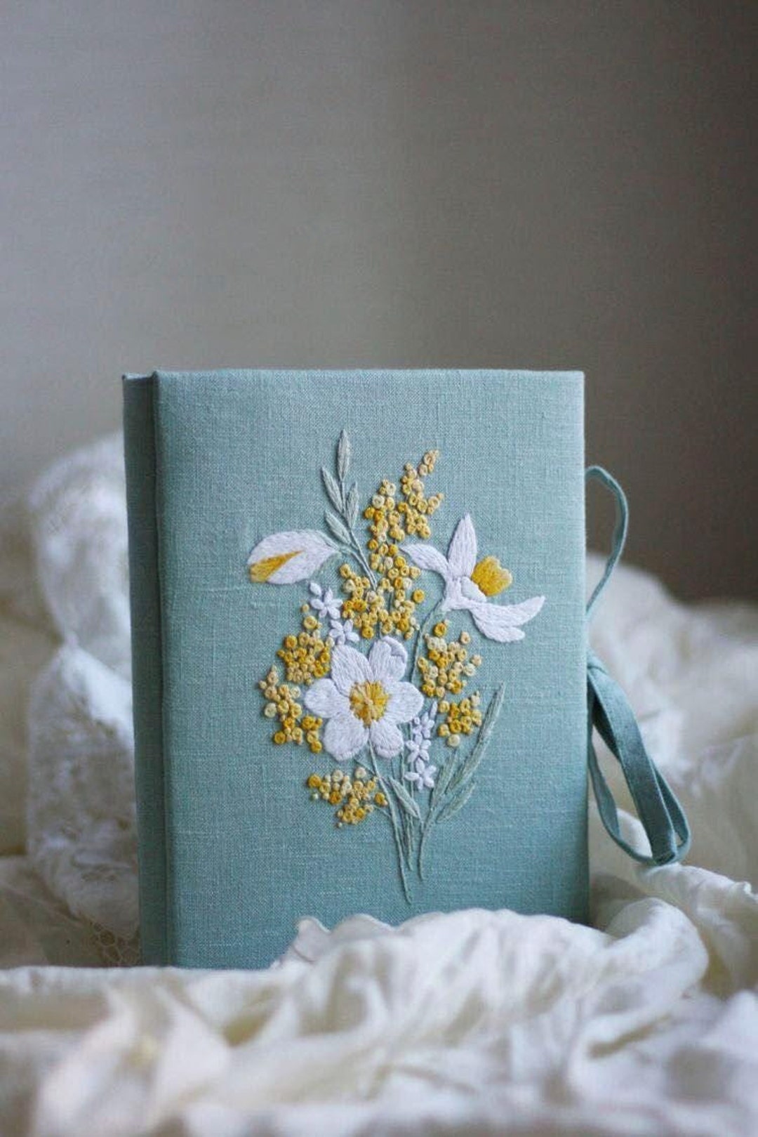 Personalized Hand Embroidered Notebook A5, Fabric Hardcover Notebook ...