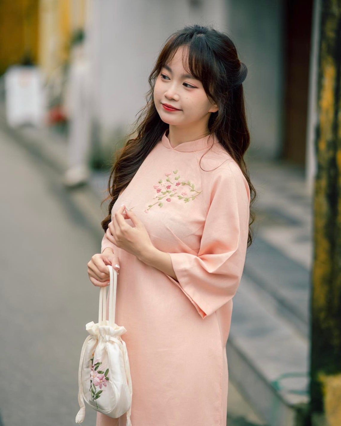 Handmade Embroidery Ao Dai, Ao Dai Linen, Ao Dai Plus Size, Embroidered ...