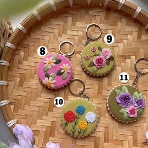 Custom Hand Embroidered Keychain, Flower Embroidered Keychain ...