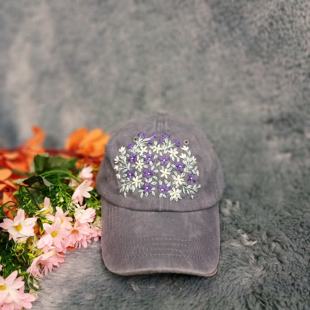 Custom Embroidered Baseball Cap, Personalized Floral Embroidered Hat ...