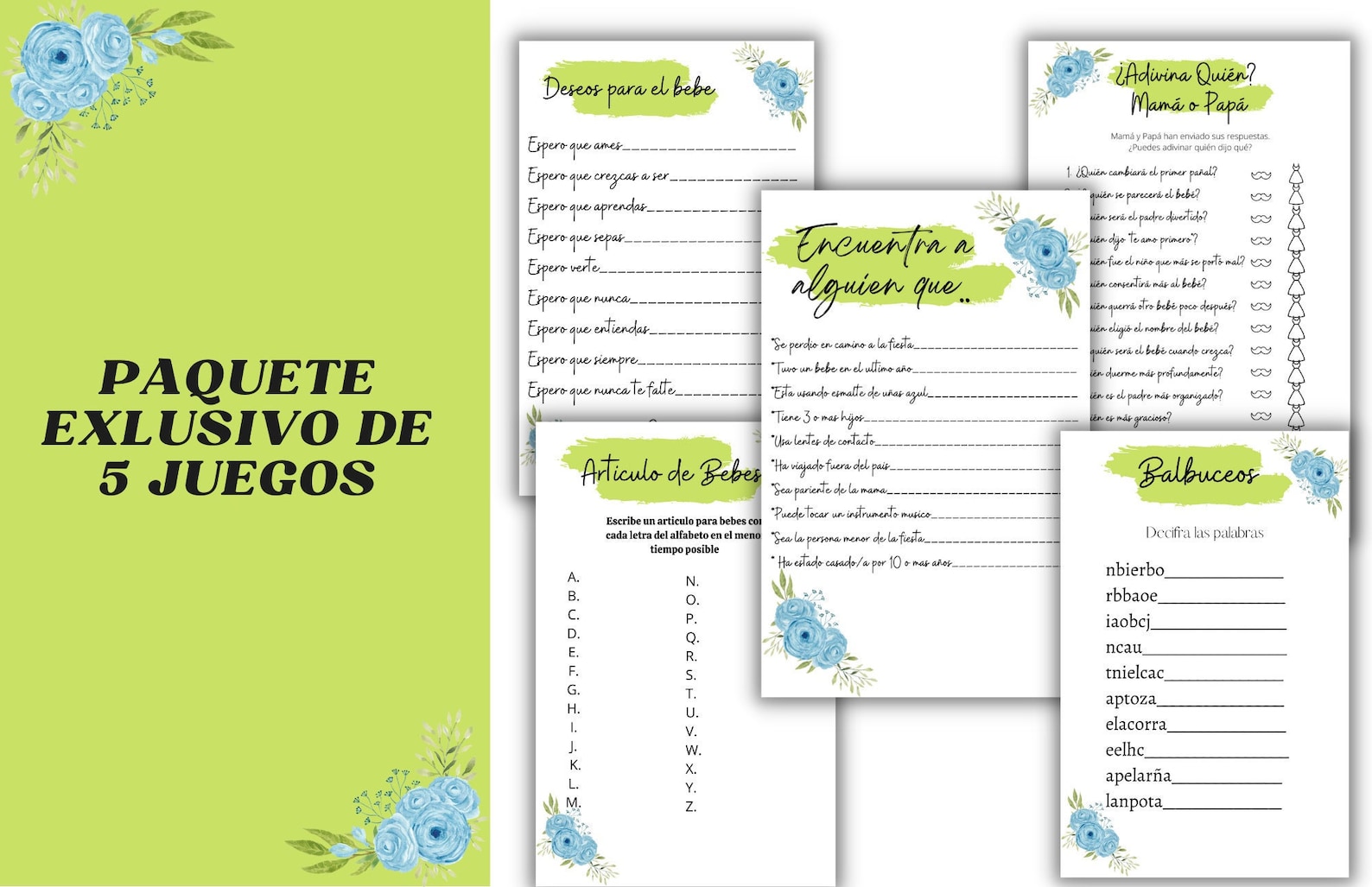 Juego Para Babyshower/ Paquete De Juegos Divertidos/ Descarga Digital ...