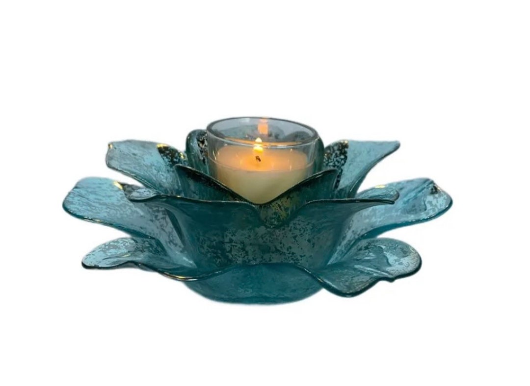 Lotus Flower Turquoise Crystal Votive - Etsy