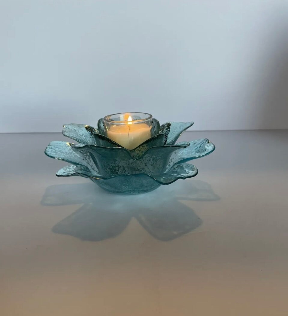 Lotus Flower Turquoise Crystal Votive - Etsy