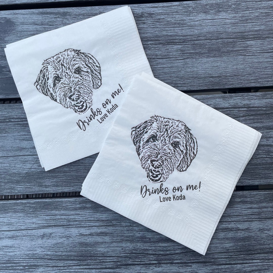 CUSTOM Pet Cocktail Napkins, Wedding Napkins, Bar Napkins, Custom Dog ...