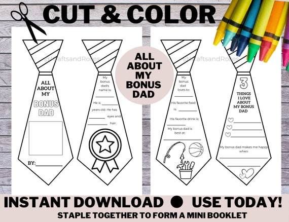 Printable All About Bonus Dad 2022 Father's Day Coloring | Etsy