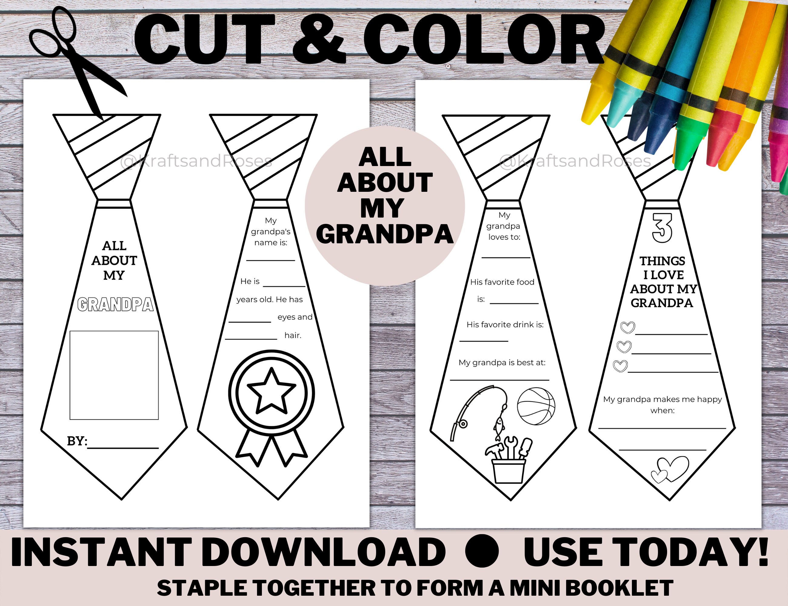 Printable All About Grandpa 2022 Father's Day Coloring Activity Booklet ...