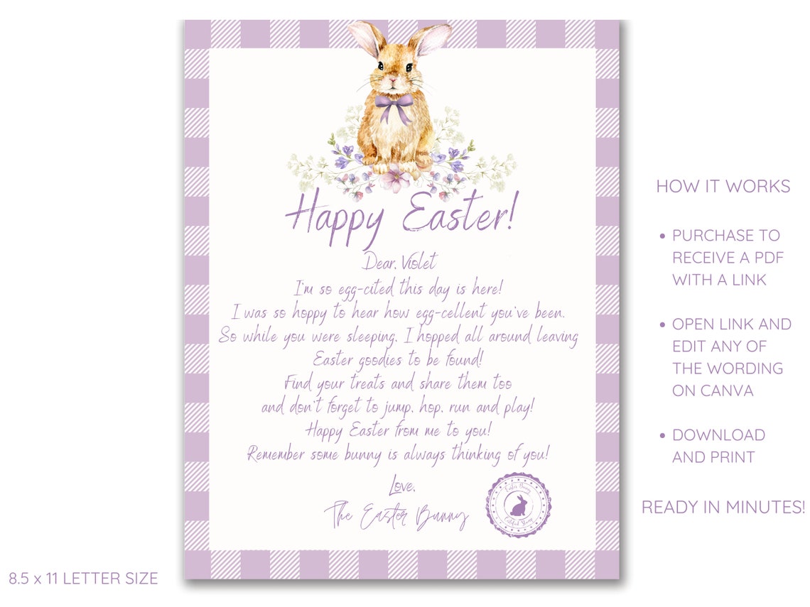 Editable Letter From the Easter Bunny, Kids, Easter Printable, Easter ...