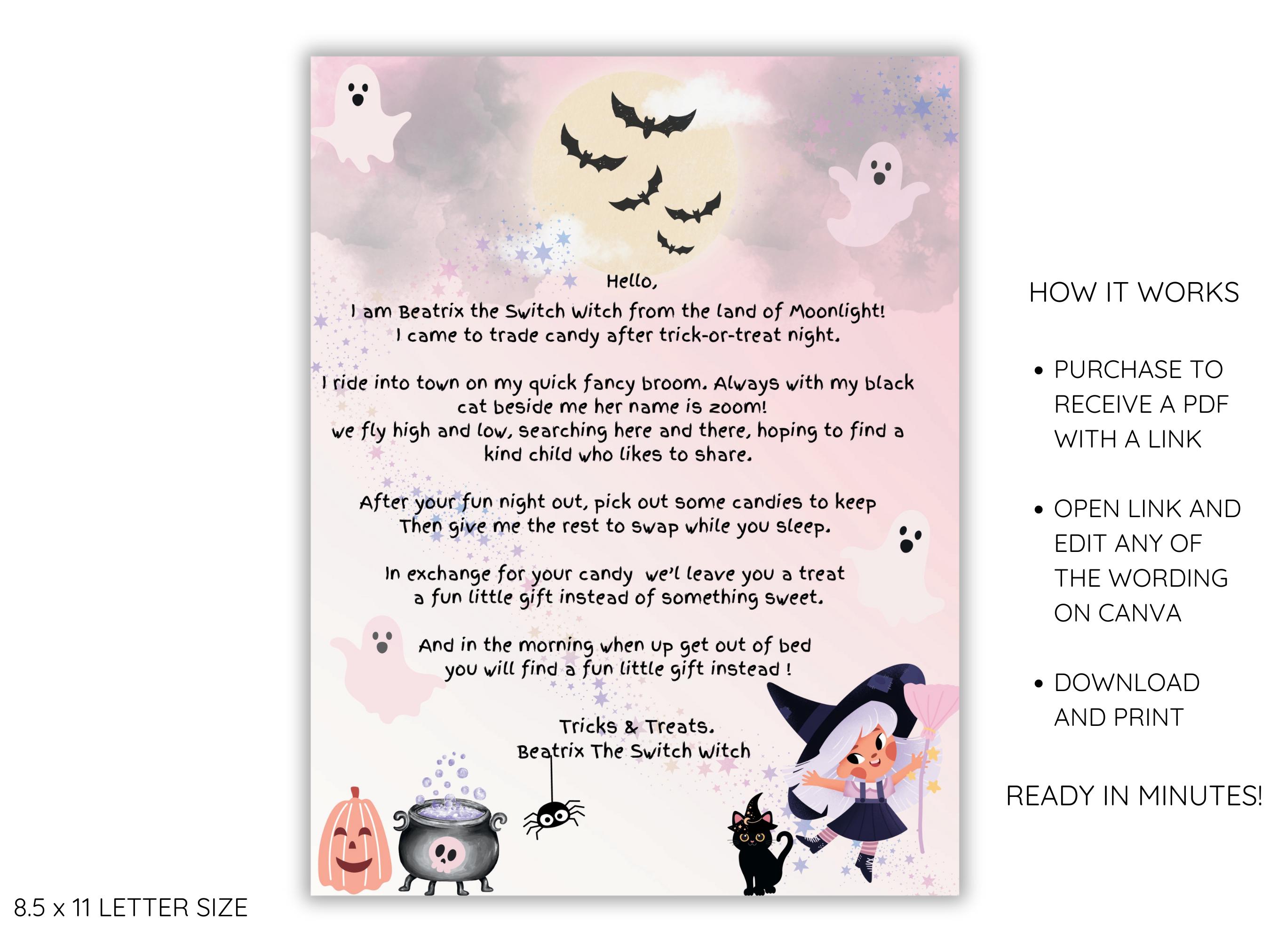 Switch Witch Printable, Halloween Kids, Candy Switch, Family Trick-or ...