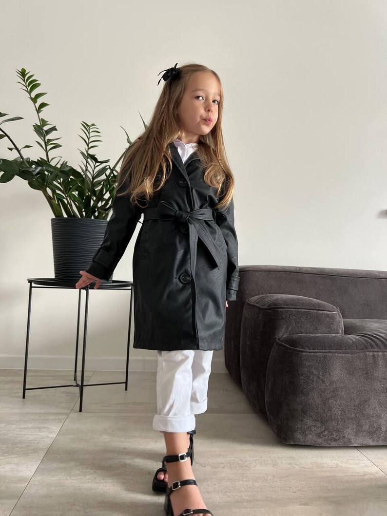 Trench Faux Leather, Trench, Jackets. Stylish Black Faux Leather Trench ...