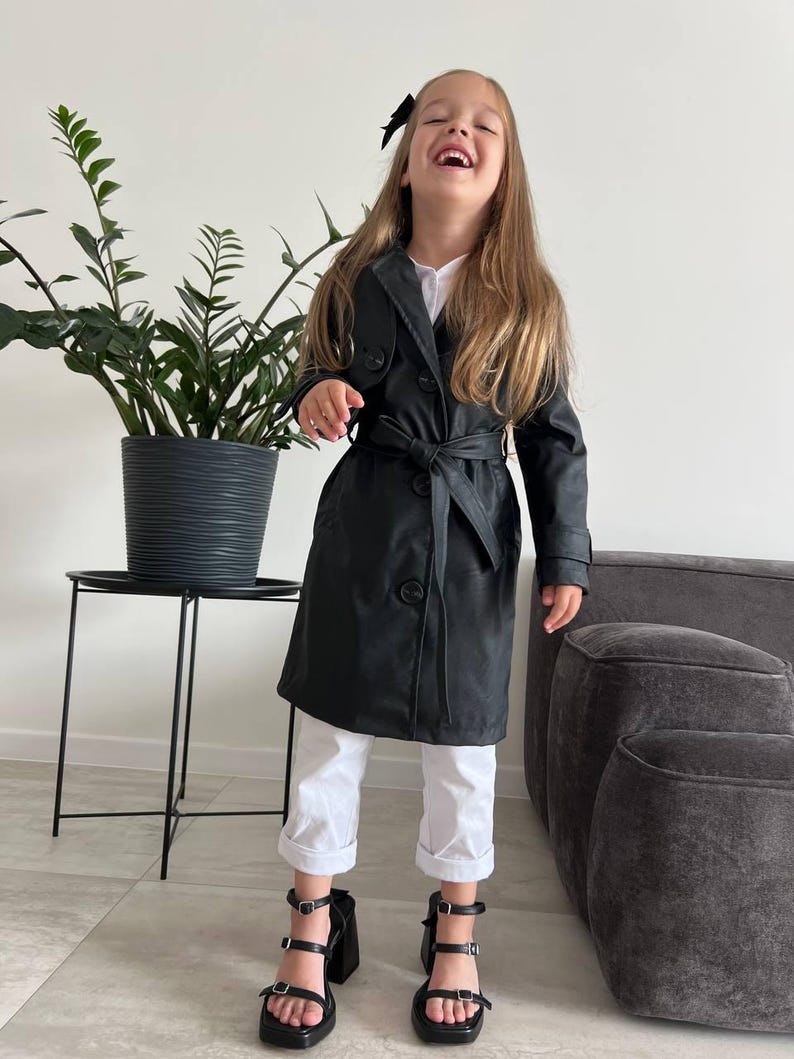 Trench Faux Leather, Trench, Jackets. Stylish Black Faux Leather Trench ...