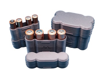 Rugged AA or AAA Battery Holder Battery Caddy Battery Organizer Battery ...