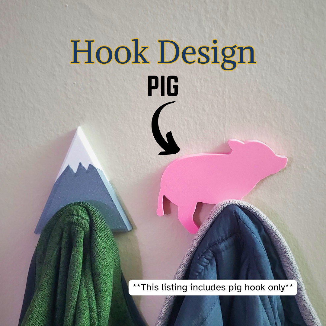 Pig Coat Hook Piglet Decoration for Nursery, Kids Room or Cabin Nature ...