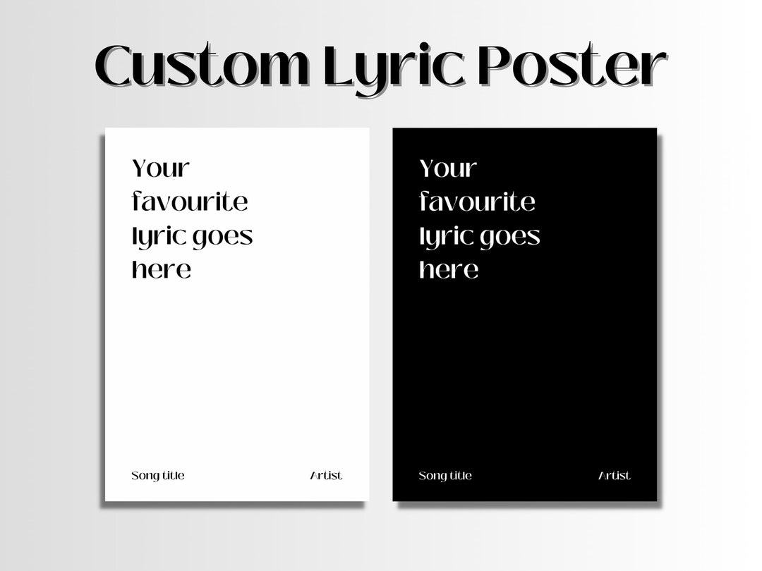 Custom Song Lyric Poster Music Posters Personalised Song Lyric Print ...