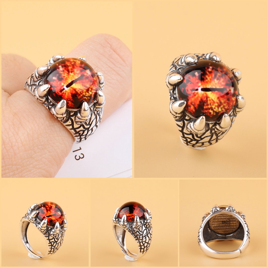 S925 Punk Lord of the Rings Sauron Inspired Evil Eye Ring, Middle Earth ...