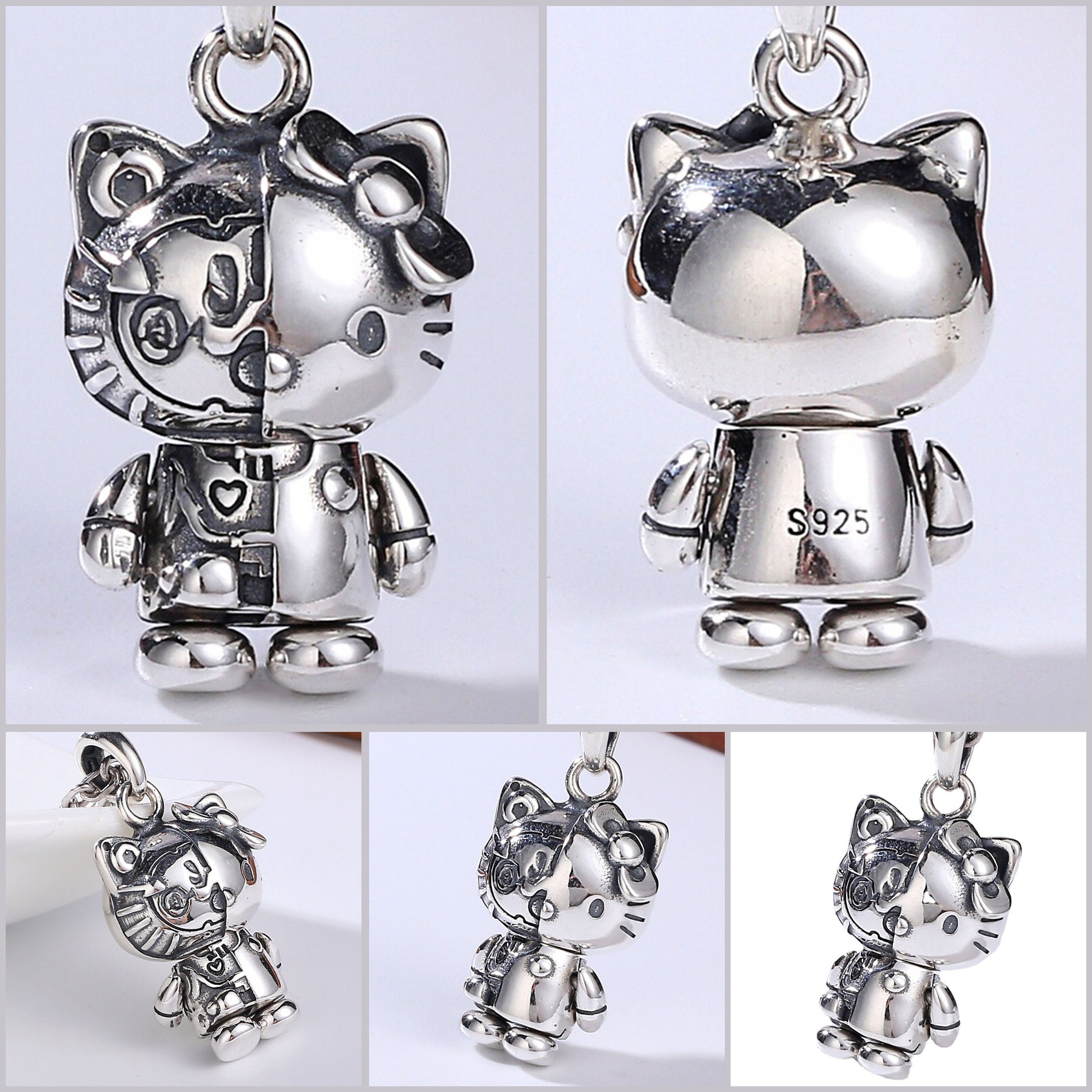 S925 Steampunk Hippie Vintage Kawaii Hello Kitty Pendant, Hello Kitty Necklace, Hello Kitty ...