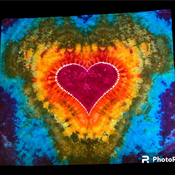 Rainbow Tie Dye Tapestry Heart - Etsy