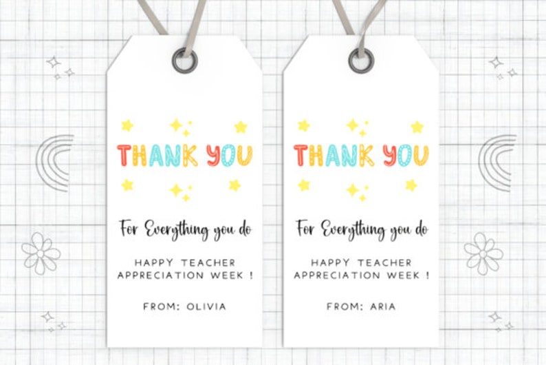 Editable Teacher Appreciation Week Gift Tags Thank You Teacher Gift Tag ...