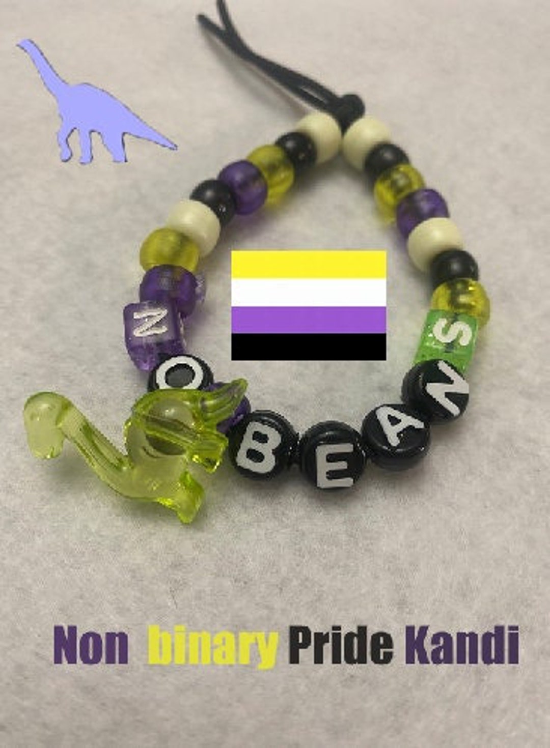 Dino Non Binary Pride Kandi adjustable and Comfortable - Etsy