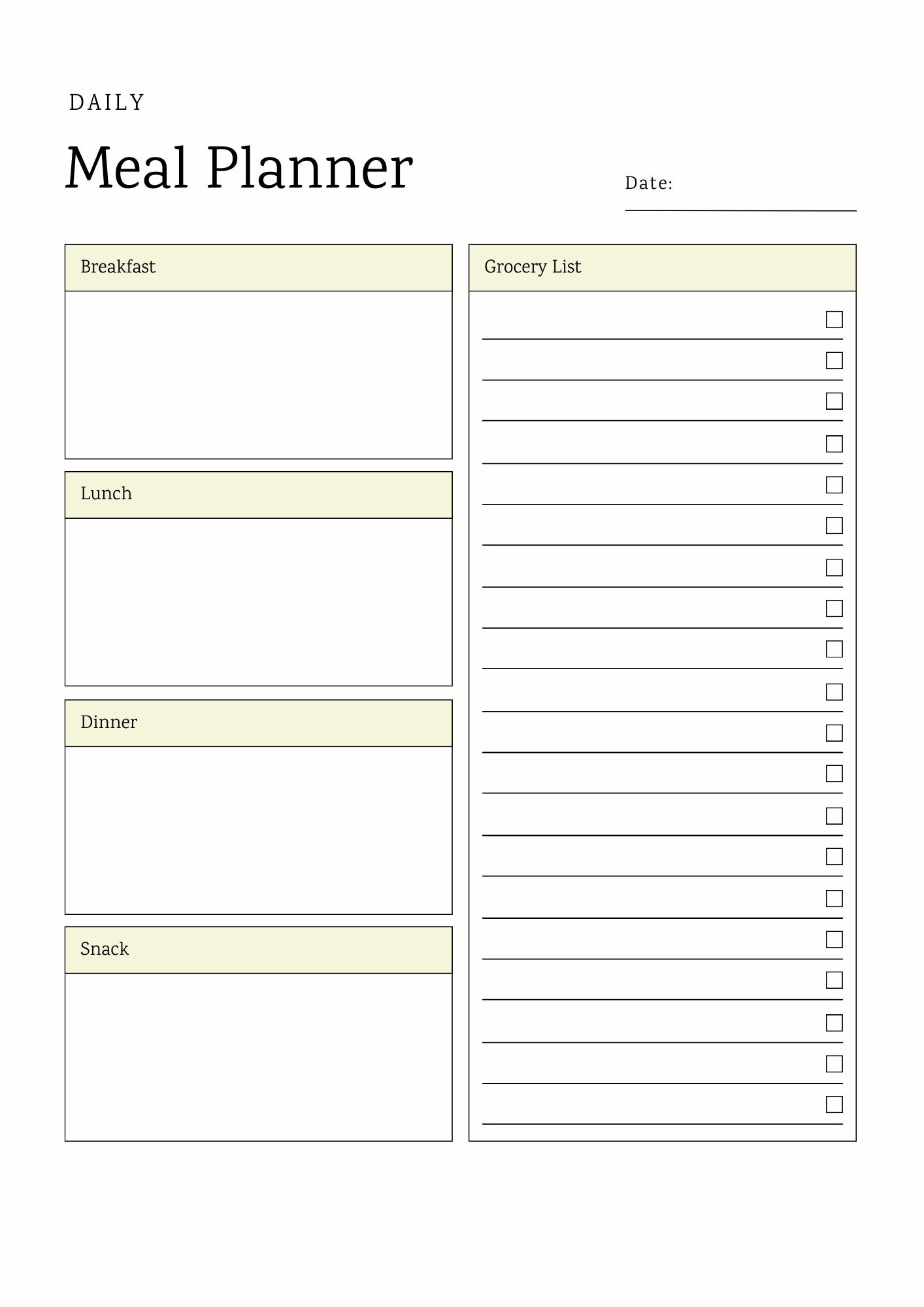 Meal Planner Printable, Daily Meal Planner, Weekly Meal Planner ...