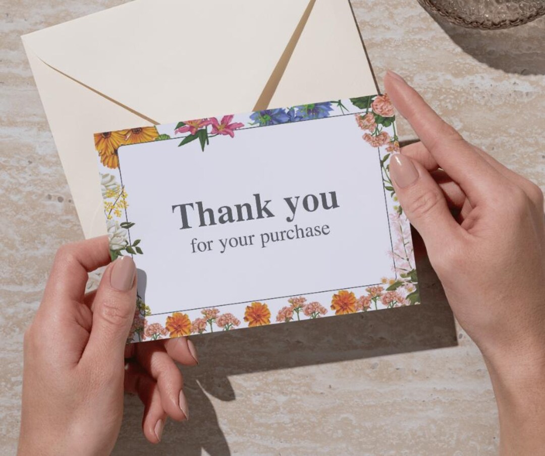Small Floral Business Thank You Card Template, Editable Business Thank ...