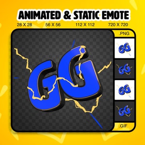 3D Animated Emote Blue Electric GG / Static & Animated Twitch Emote ...
