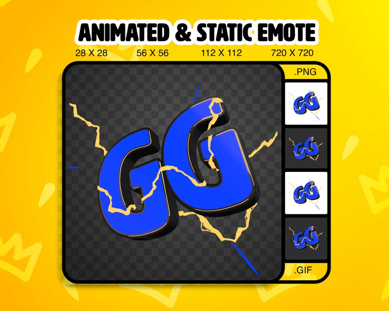 Blue Electric GG Emote, Animated & Static Twitch Emote (digital ...