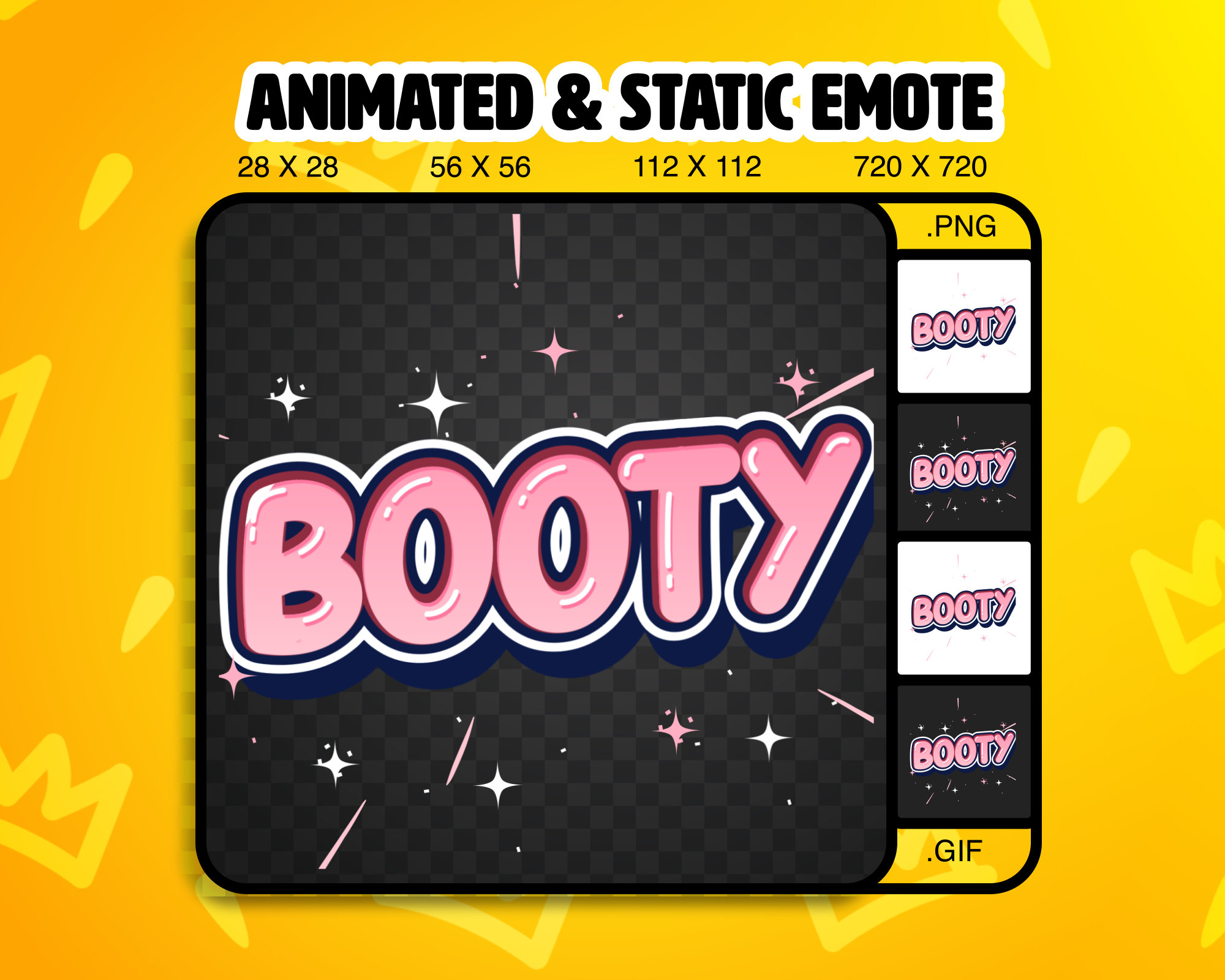 Animated BOOTY Text Emote / Static & Animated Twitch Emote / Streamtastic / Animated Gif and Png ...