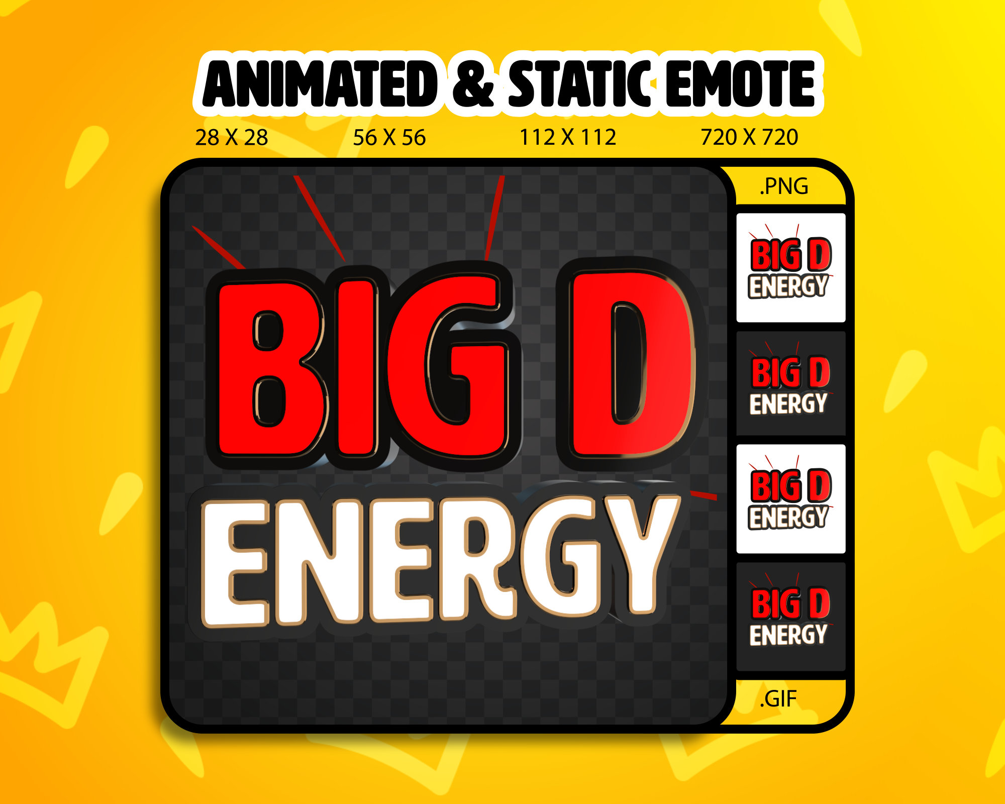 3D Animated BIG D ENERGY Twitch Emote / Static & Animated Twitch Emote / Streamtastic / Animated ...