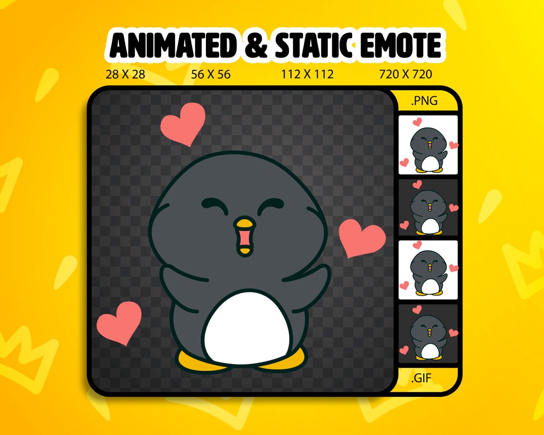 Animated Cute Thicc Penguin Love Emote/ Static & Animated Twitch Emote / Streamtastic / Animated ...